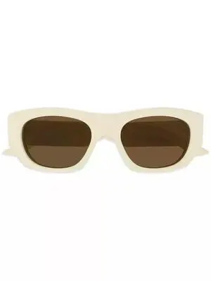 Alexander McQueen Logo-Print Round Frame Sunglasses Neutrals