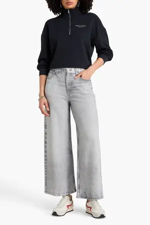 Rag & Bone Miramar Sofie Cropped Wide Leg Pants In French Cotton-terry - Gray