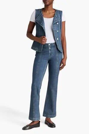 Rag & Bone Miramar Olivia Denimeffect Print Ponte Bootcut Pants - Navy