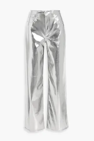 Rag & Bone Logan Metallic Straight-leg Pants - Silver