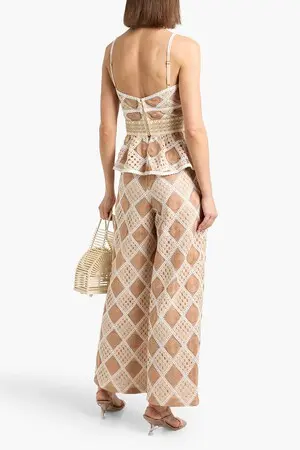 PatBO Bossa Crochet Peplum Top