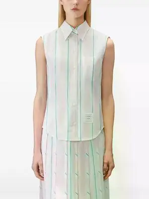 Thom Browne Sleeveless Striped Cotton Shirt
