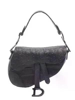 Dior Mini Oblique Embossed Saddle Satchel - Black