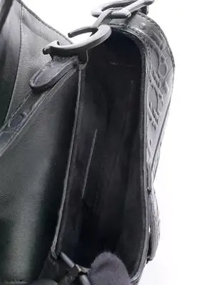 Dior Mini Oblique Embossed Saddle Satchel - Black