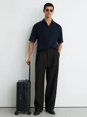 REISS Merino Wool Relaxed Polo Jumper - Navy
