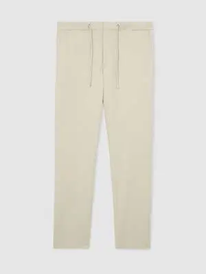 REISS Gerrard Tailored Fit Textured Jersey Drawstring Suit Trousers