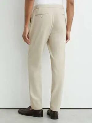 REISS Gerrard Tailored Fit Textured Jersey Drawstring Suit Trousers