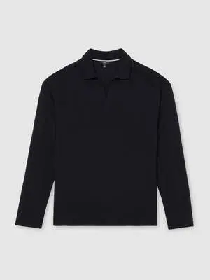 REISS Longthorpe Merino Wool Open-collar Polo Jumper