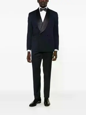 LUIGI BIANCHI MANTOVA Double-breasted Satin-trim Suit