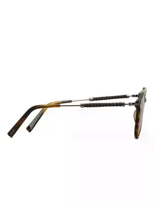 TOD'S Braided Round-frame Sunglasses - Brown