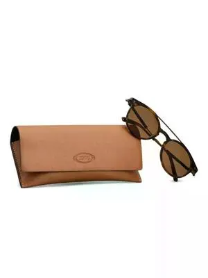 TOD'S Braided Round-frame Sunglasses - Brown