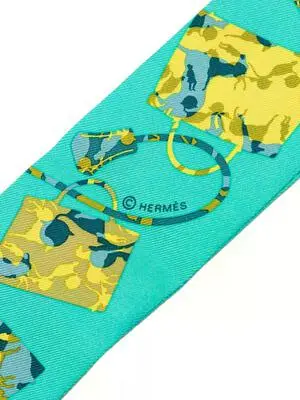 Hermès 2000-2026 Kelly En Caleche Silk Twilly Scarf Scarves - Blue
