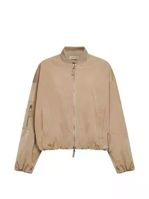 BLANCA VITA Ribbed-collar Zip-up Bomber Jacket