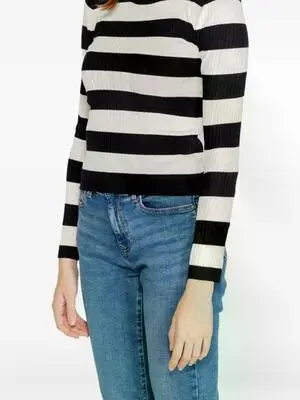 JACQUELINE DE YONG Striped Rib-knit Pullover