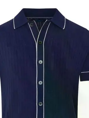 PATRICK ASSARAF Ribbed-knit Piped Shirt - Blue