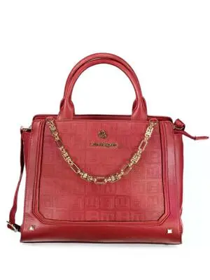 LAURA BIAGIOTTI Monogram Tote Bag With Chain Detail - Red