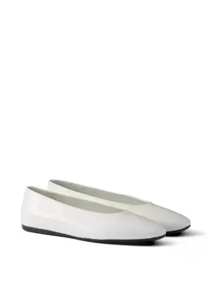 Prada Brushed Leather Ballerinas - White