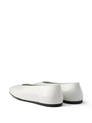 Prada Brushed Leather Ballerinas - White