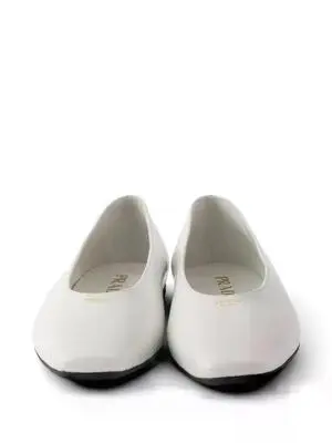Prada Brushed Leather Ballerinas - White