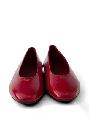 Prada Brushed Leather Ballerinas - Red
