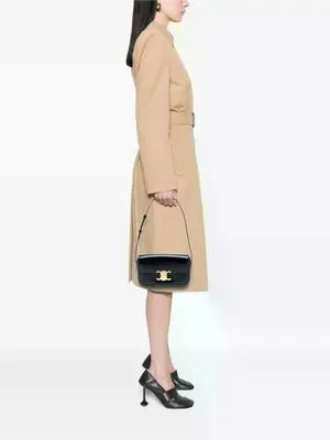 Celine Shiny Calfskin Triomphe Claude Shoulder Bag - Black