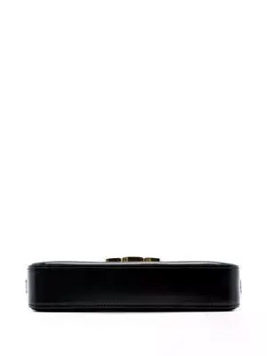 Celine Shiny Calfskin Triomphe Claude Shoulder Bag - Black