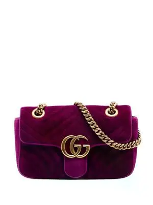 Gucci Small Gg Marmont Matelassé Velvet Shoulder Bag - Purple