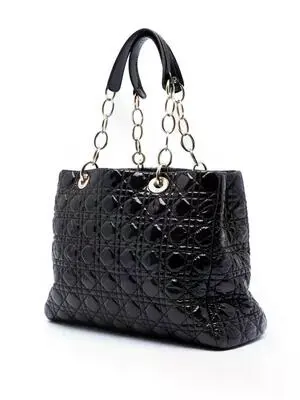 Dior 2012 Large Patent Cannage Lady Soft Shopping Tote Bag - Black