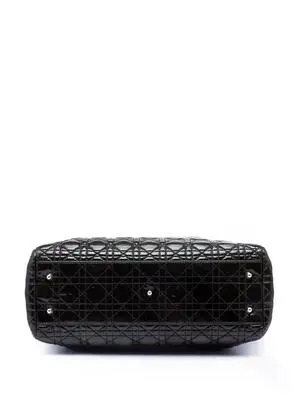 Dior 2012 Large Patent Cannage Lady Soft Shopping Tote Bag - Black
