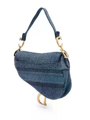 Dior 2019 Oblique Embroidered Denim Saddle Bag