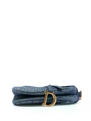 Dior 2019 Oblique Embroidered Denim Saddle Bag