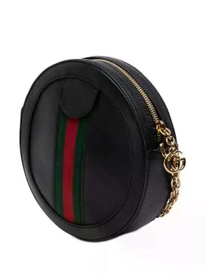 Gucci 2016-2026 Mini Leather Ophidia Round Crossbody Bag - Black