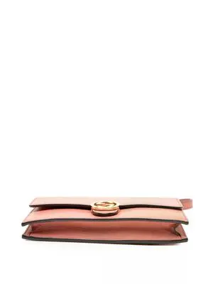 Gucci Leather Interlocking G Wallet On Strap - Pink