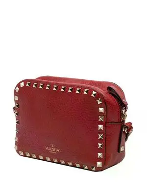 Valentino Garavani Grainy Calfskin Rockstud Camera Crossbody Bag - Red