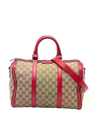 Gucci Medium Gg Canvas Joy Boston Bag Satchel - Red