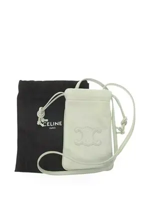 Celine 2010-2026 Calfskin Cuir Triomphe Phone Pouch Crossbody Bag - Green