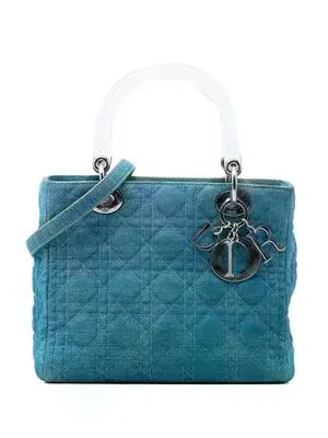 Dior 1999 Medium Denim Cannage Lady Satchel - Blue