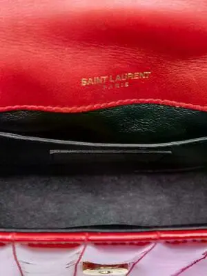 Saint Laurent 2018 Small Patent Monogram Vicky Chain Bag - Red