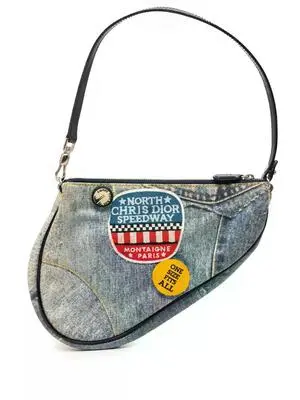 Dior 2001 Mini Printed Denim Speedway Saddle Pochette