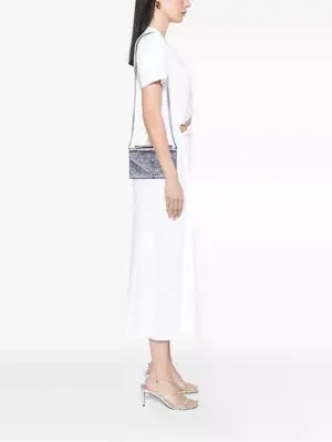 Saint Laurent Glitter Galactica Leather Monogram Envelope Chain Wallet - Silver
