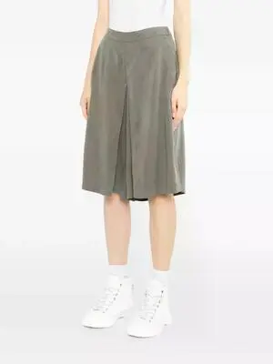 AGNES B. Pleated Wide Leg Shorts - Grey