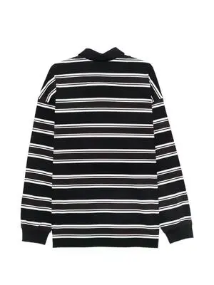 JUUN.J Striped Long-sleeve Polo Shirt - Blue