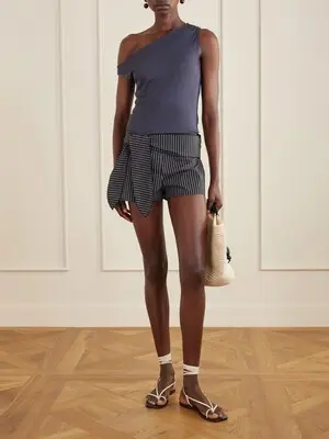 DEIJI STUDIOS Belted Striped Organic Cotton Shorts