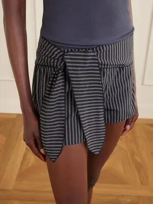 DEIJI STUDIOS Belted Striped Organic Cotton Shorts