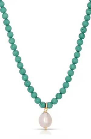 Ettika Freshwater Pearl Pendant Beaded Necklace