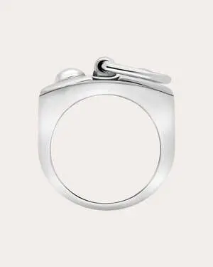 STATEMENT Large Rivet Signet Ring - Silver