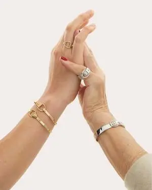 STATEMENT Rivet Bangle Bracelet - Silver