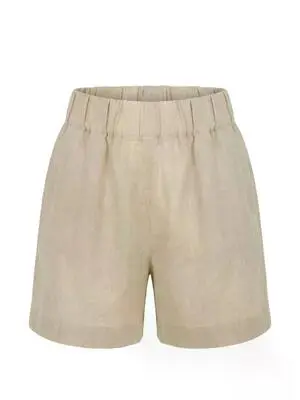 120% Lino Thigh Length Shorts For Women