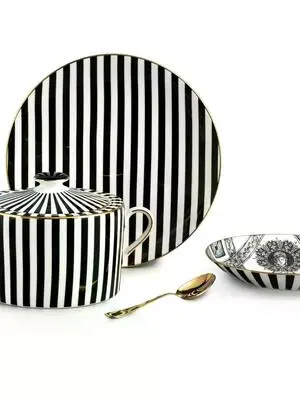SIMONE GUIDARELLI HOME Souvenirs De Voyage Stripe Gold Edging Charger Plate