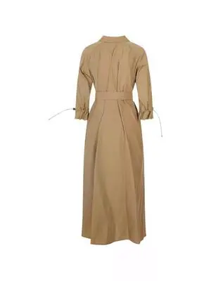 Max Mara Belted Dress With Drawstring Cuffs - Neutrals